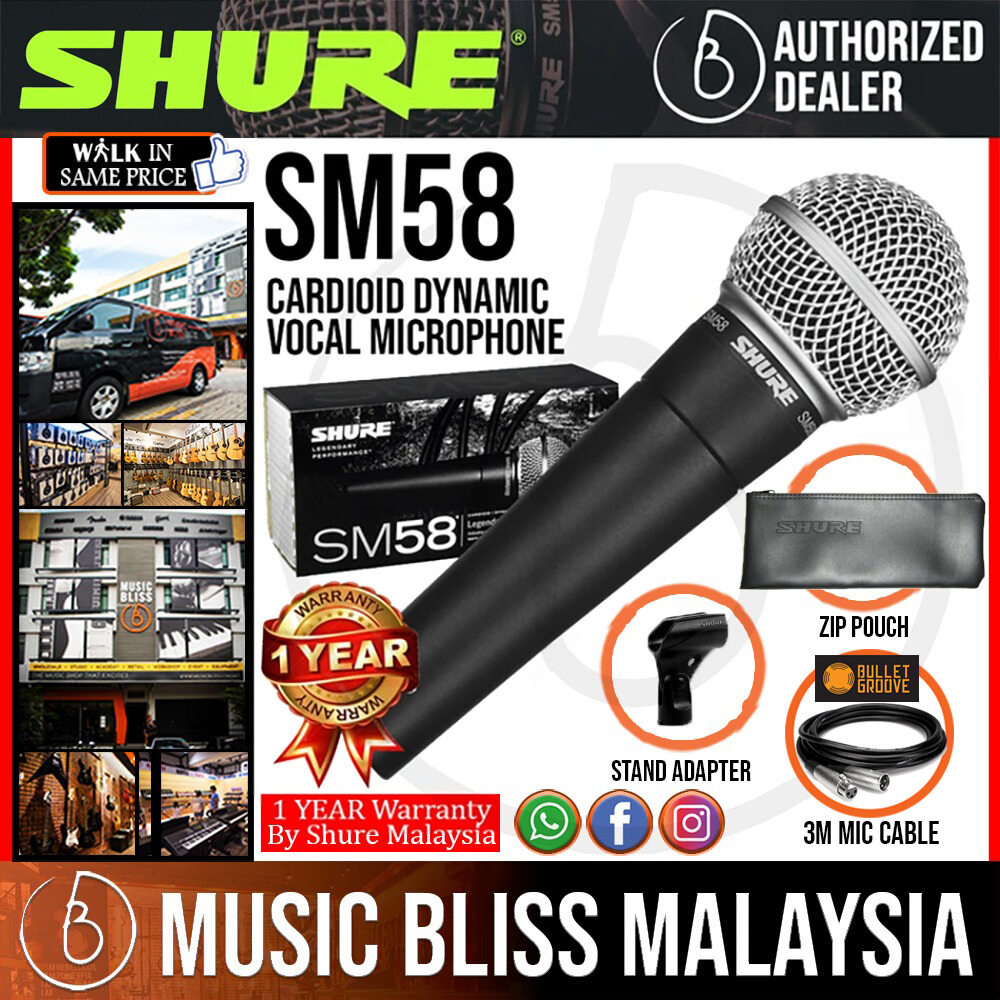 Shure SM58-LC Handheld Dynamic Vocal Microphone Includes Stand Adapter ...