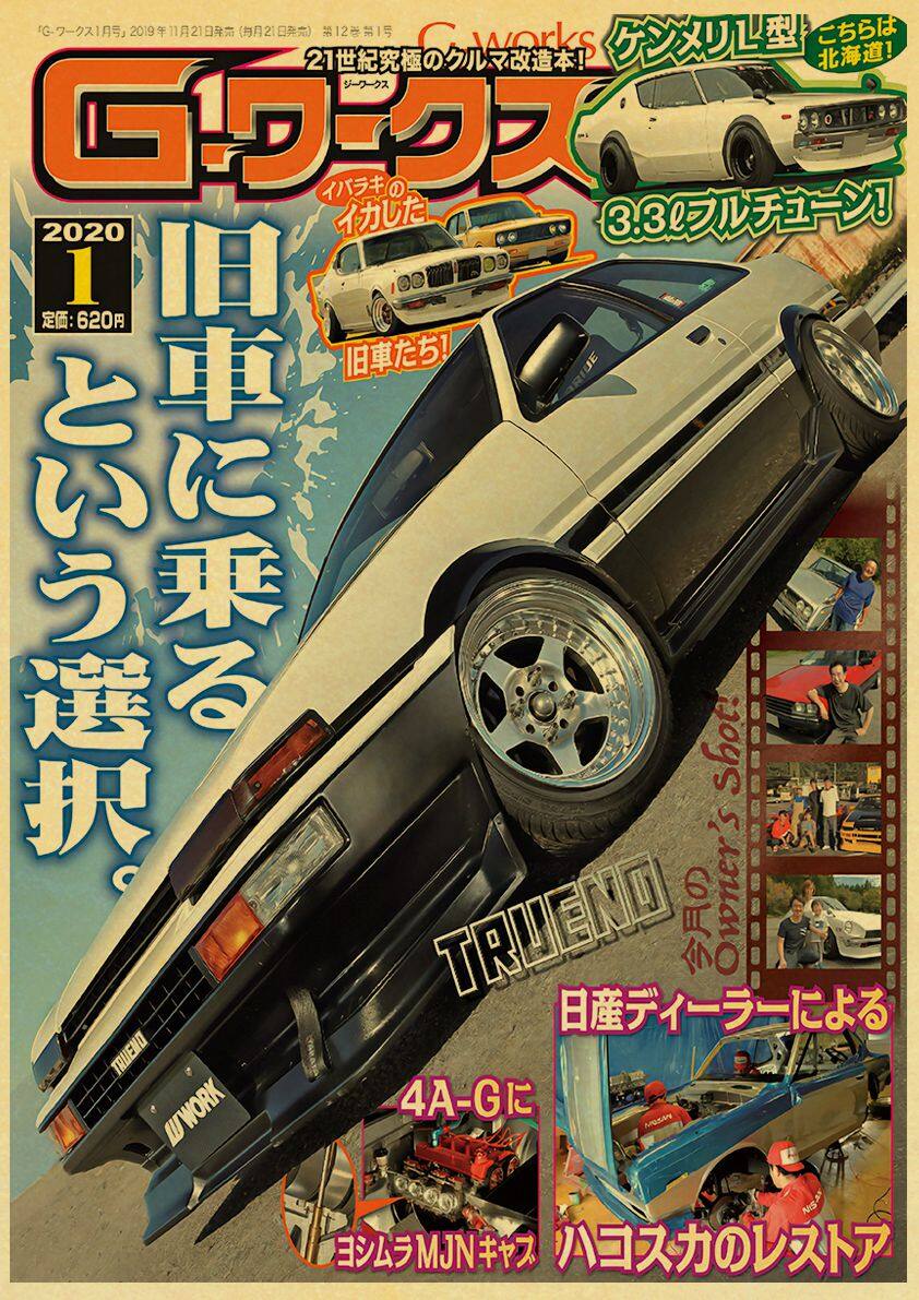 JDM รถญี่ปุ่นเรโทรฟิตเรโทรโปสเตอร์90S โปสเตอร์ติดผนังพิมพ์ลายตารางรูป ...