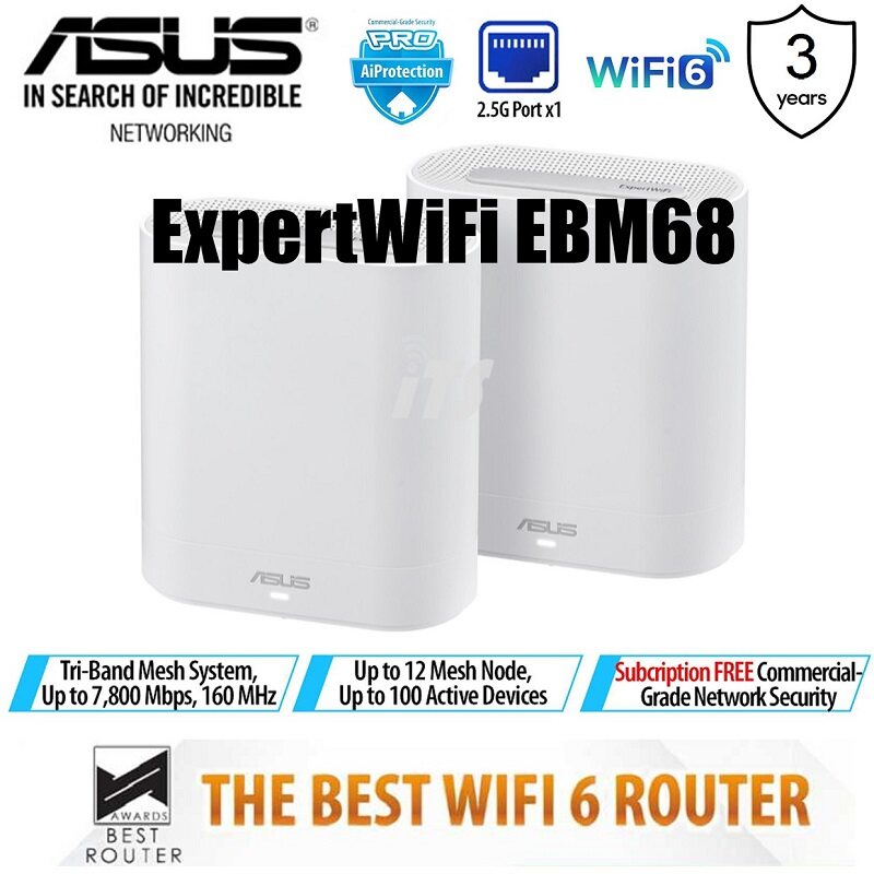 Asus AX7800 Tri-Band Business Wi-Fi 6 Mesh System (ExpertWiFi EBM68 ...