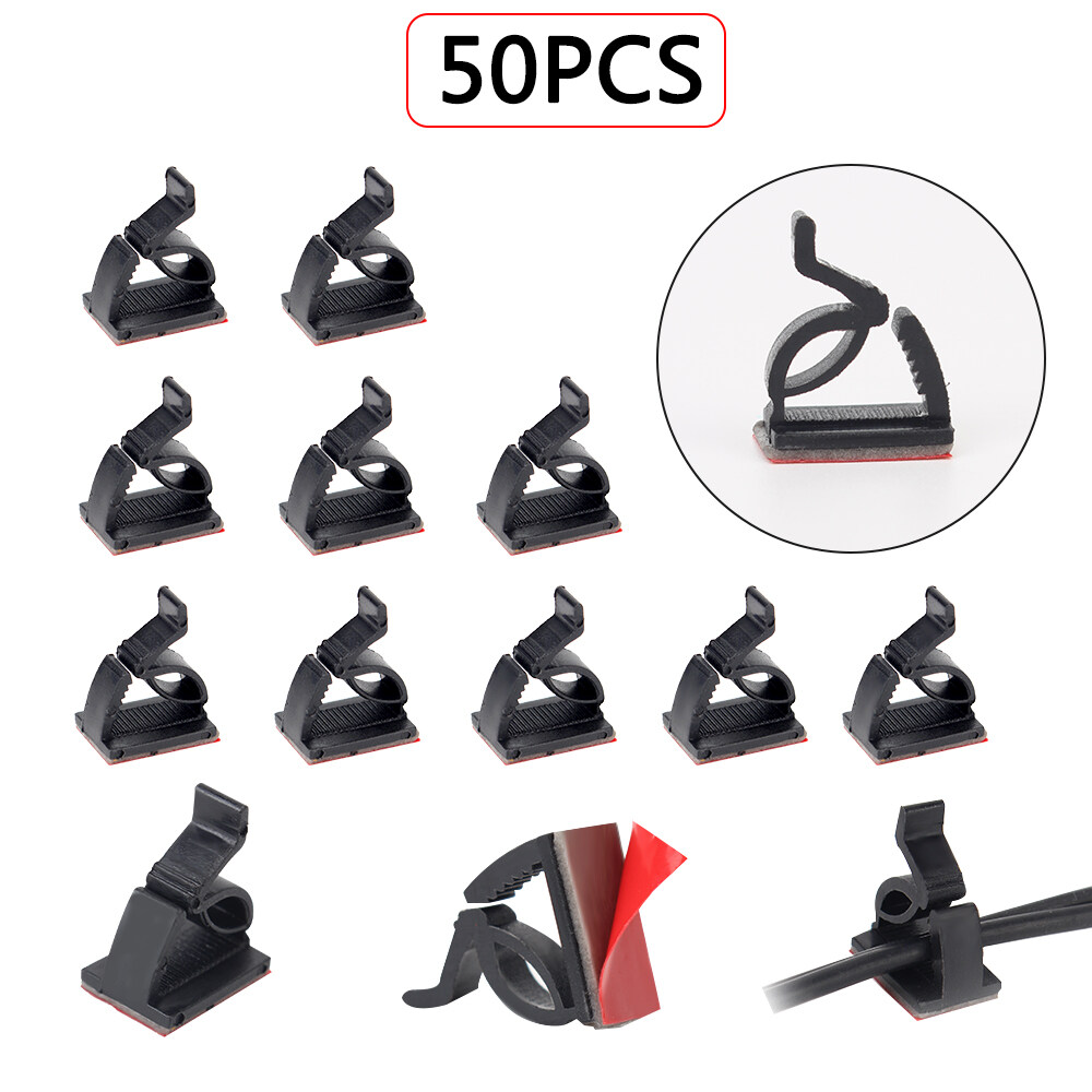 Data Cable Fixing Organizer Auto Wire Fastener 50Pcs Self-Adhesive Car ...