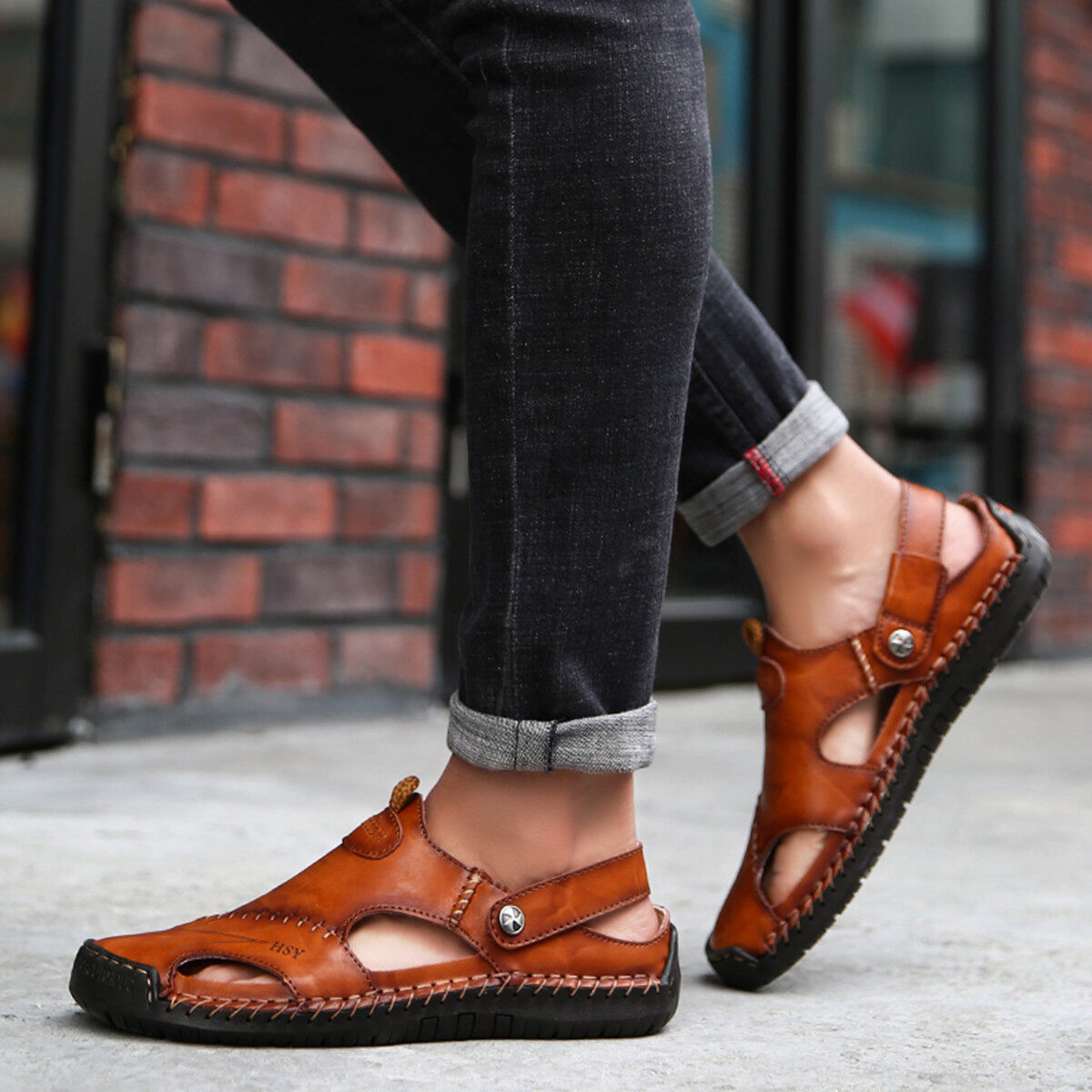 Menico เย็บปักถักร้อย Hollow Out รองเท้าแตะหนัง - Nis Shoes - ThaiPick