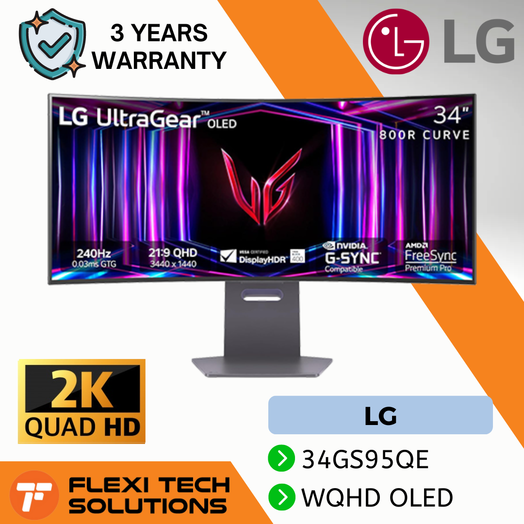 Flexi Tech LG 34" UltraGear 34GS95QE 240Hz OLED Curved Gaming Monitor ...
