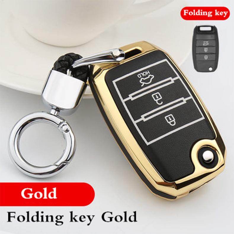 เคสกุญแจหนังPUอัลลอยด์เรืองแสง,ปลอกกุญแจสำหรับKIA Rio Sportage QL Ceed ...