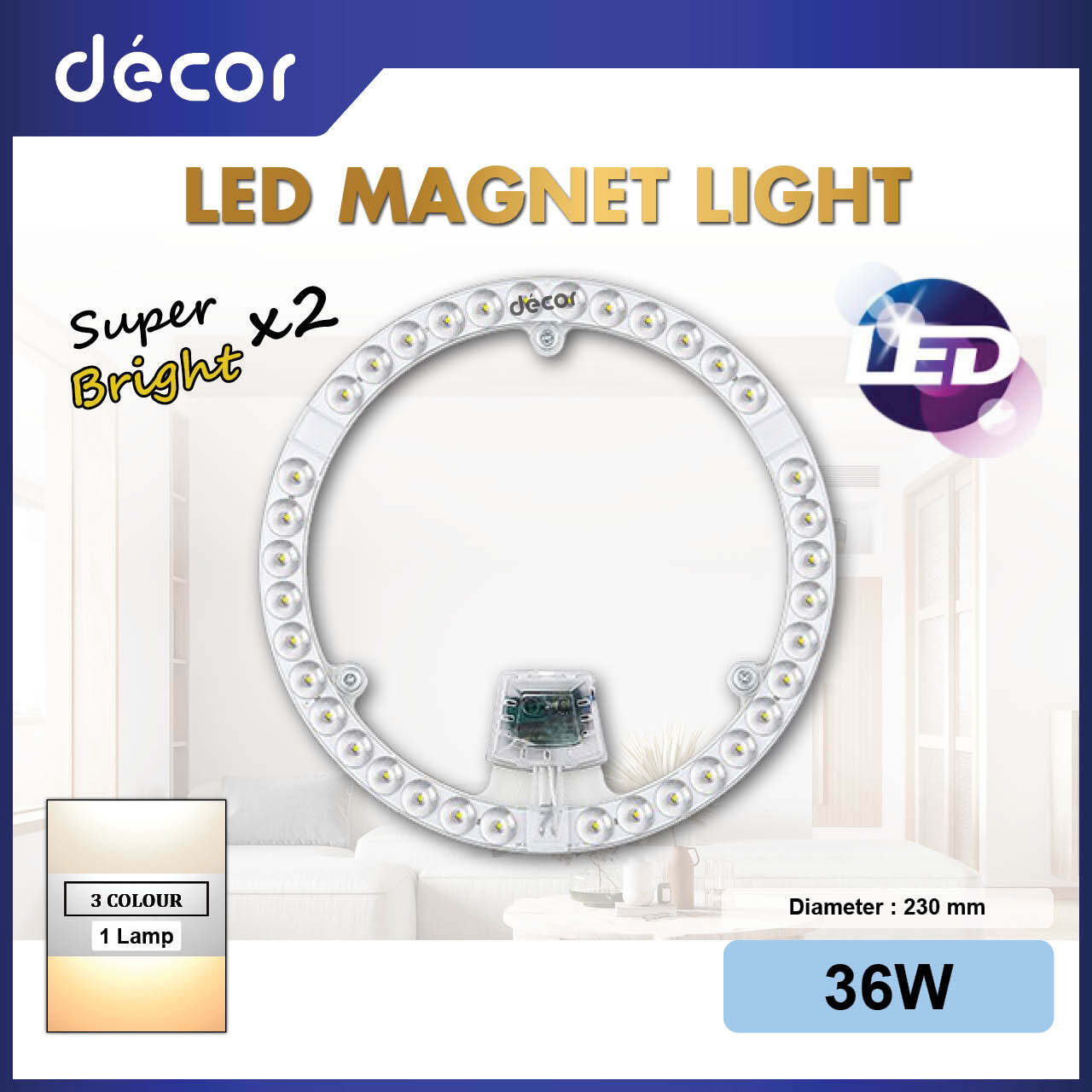 LED Magnet Light 36W 48W 72W Daylight 6000k 3 Colour PCB Board LED ...