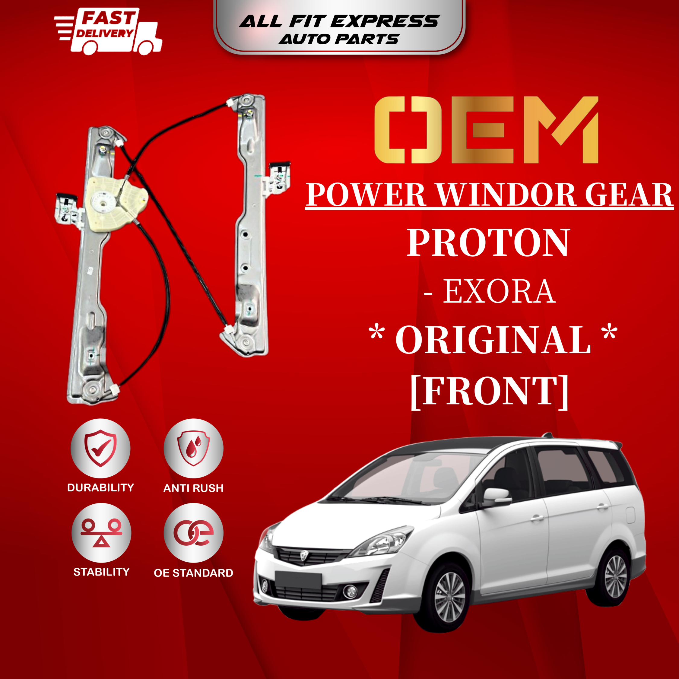 PROTON EXORA (ORIGINAL) REGULATOR FRONT (DEPAN) POWER WINDOW GEAR ...