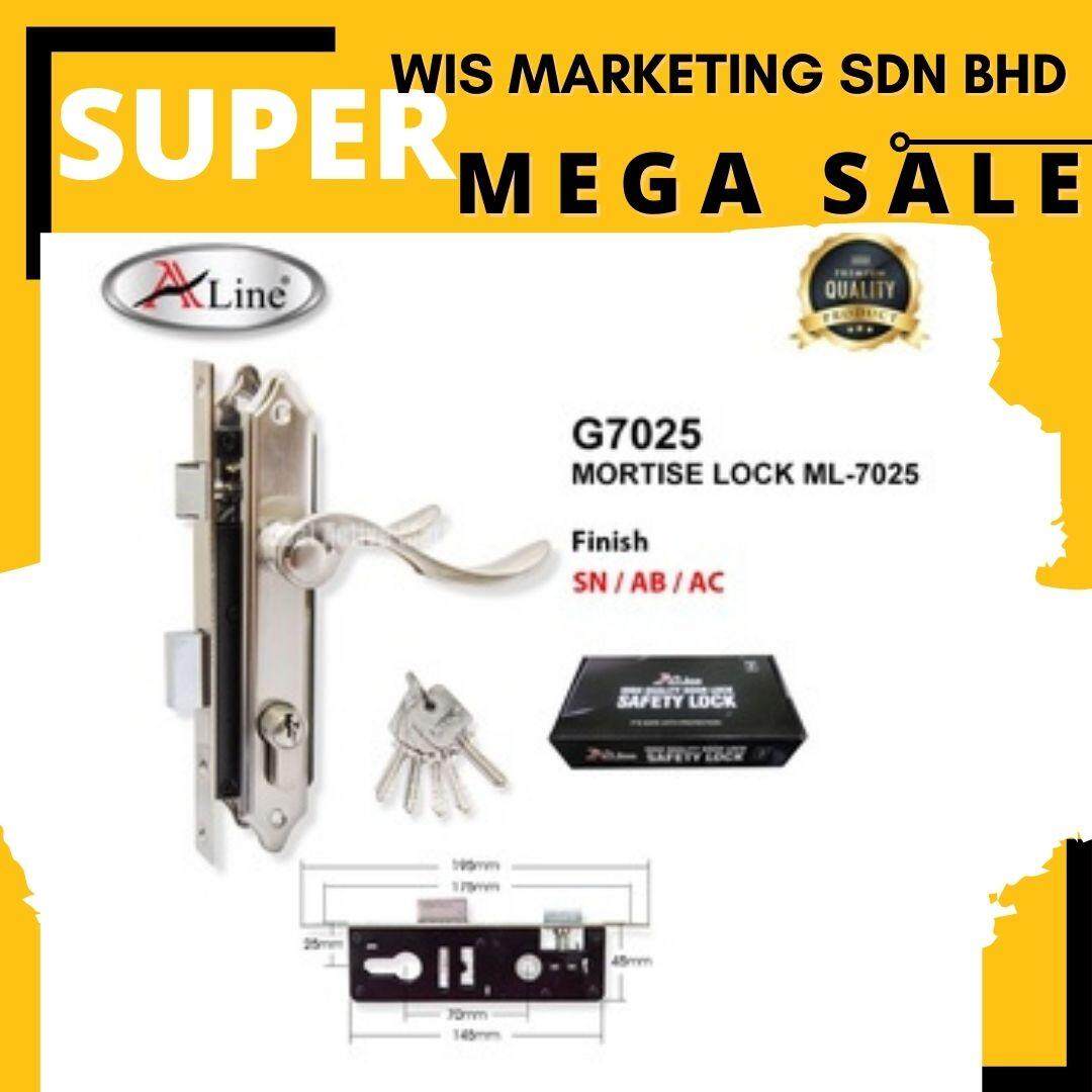 Aline G7025 Mortise Lock ML-7025 Handle Entrance Iron Door Gate Lock ...