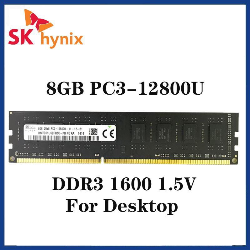 Hynix 8GB DDR3 1600MHz 2Rx8 PC3-12800เดสก์ท็อป UDIMM แรมความจำไม่มี ECC 1.5V CL11 240Pin ...