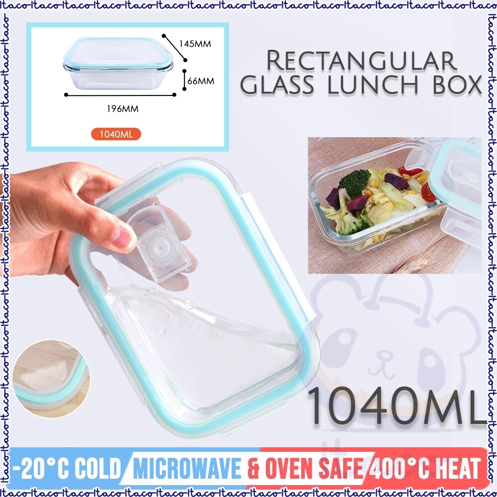 ITACO Rectangle Microwave Safe Glass Container Glass Food Storage Glass ...