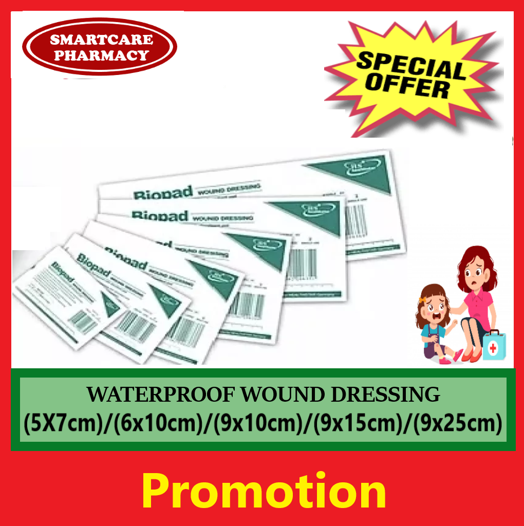 BIOPAD WOUND DRESSING (WATERPROOF & TRANSPARENT) - SIZE (5CMX7CM ...