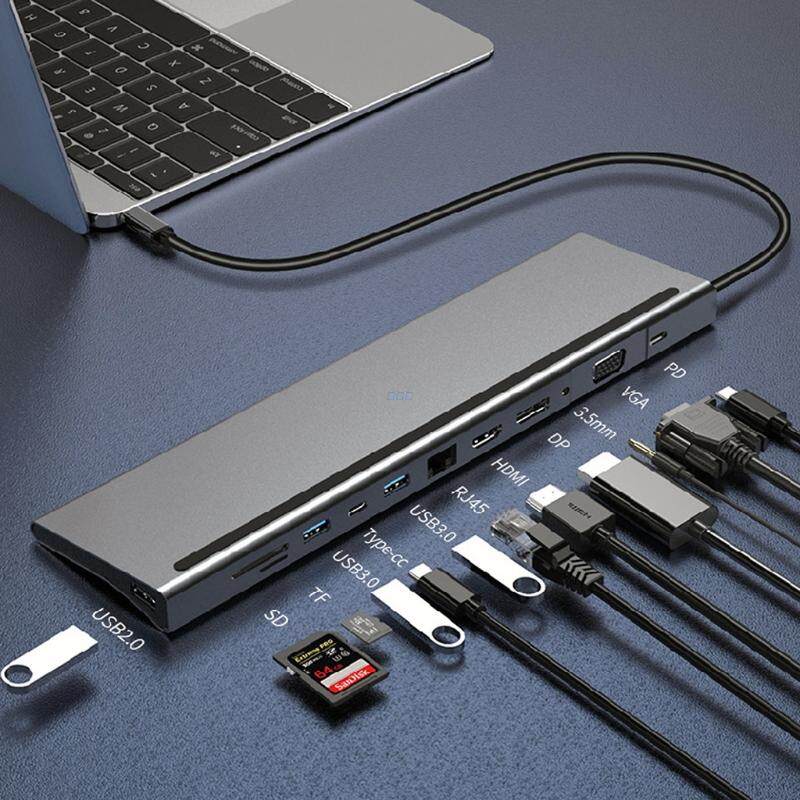 ใหม่ Type C USB Hub 12 In 1รองรับ HDMI PD Rj45 SD TF Fast Docking ...