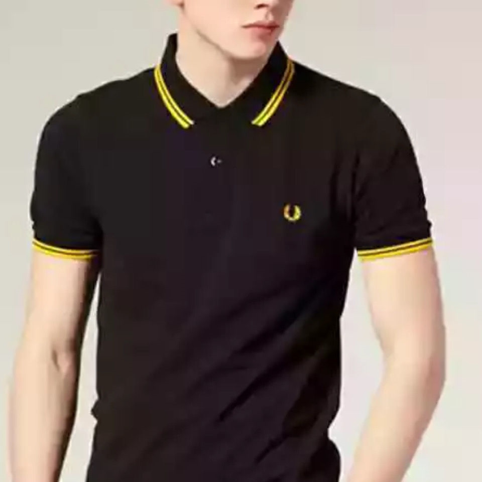Fred Perry เสื้อโปโลผู้ชายหูข้าวสาลีแบบบูติกแขนสั้นแบบเรียบง่ายและ