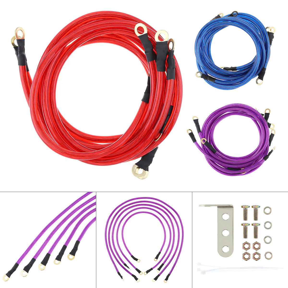 5 Point Car Earth Ground Cables Grounding Wire System Kit High ...