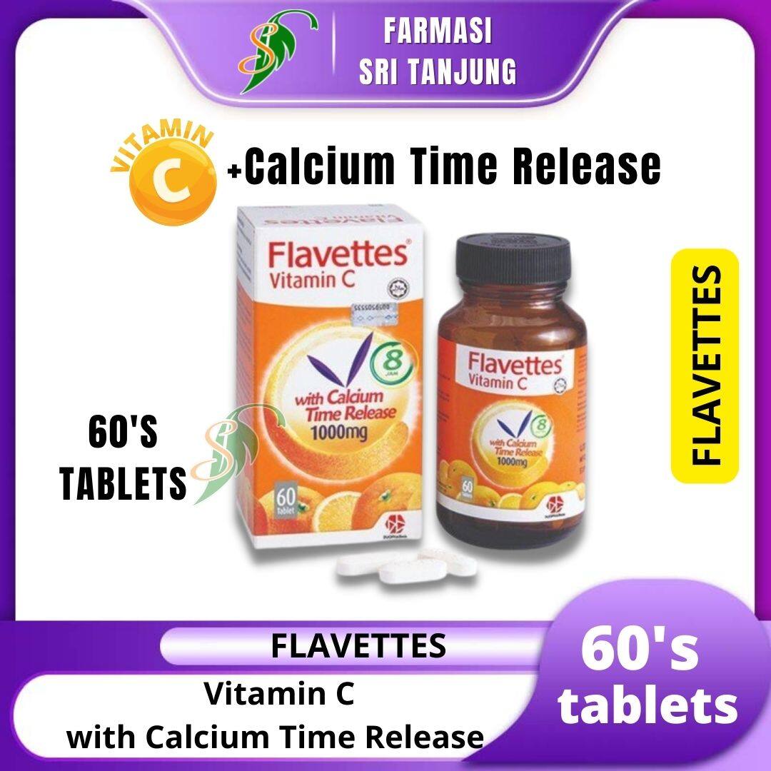 FLAVETTES Vitamin C with Calcium Time Release 1000MG 60'S | Lazada