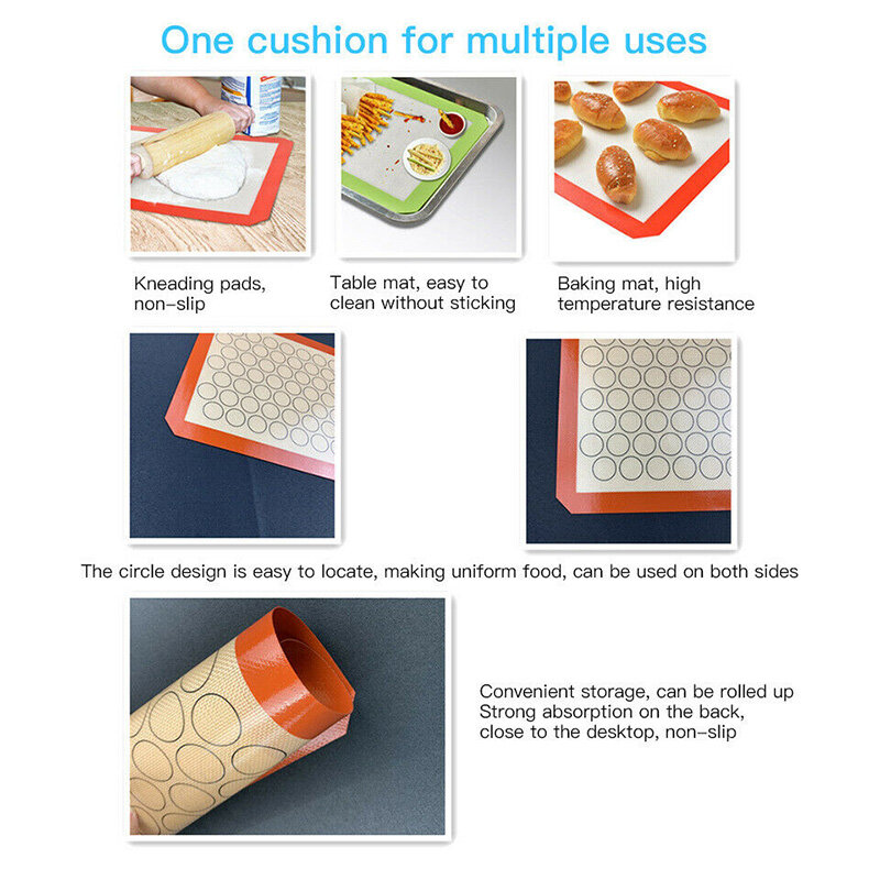 MUXI Nonstick Silicone Mat Baking Oven Pastry Liner Macaron Cake Sheet ...