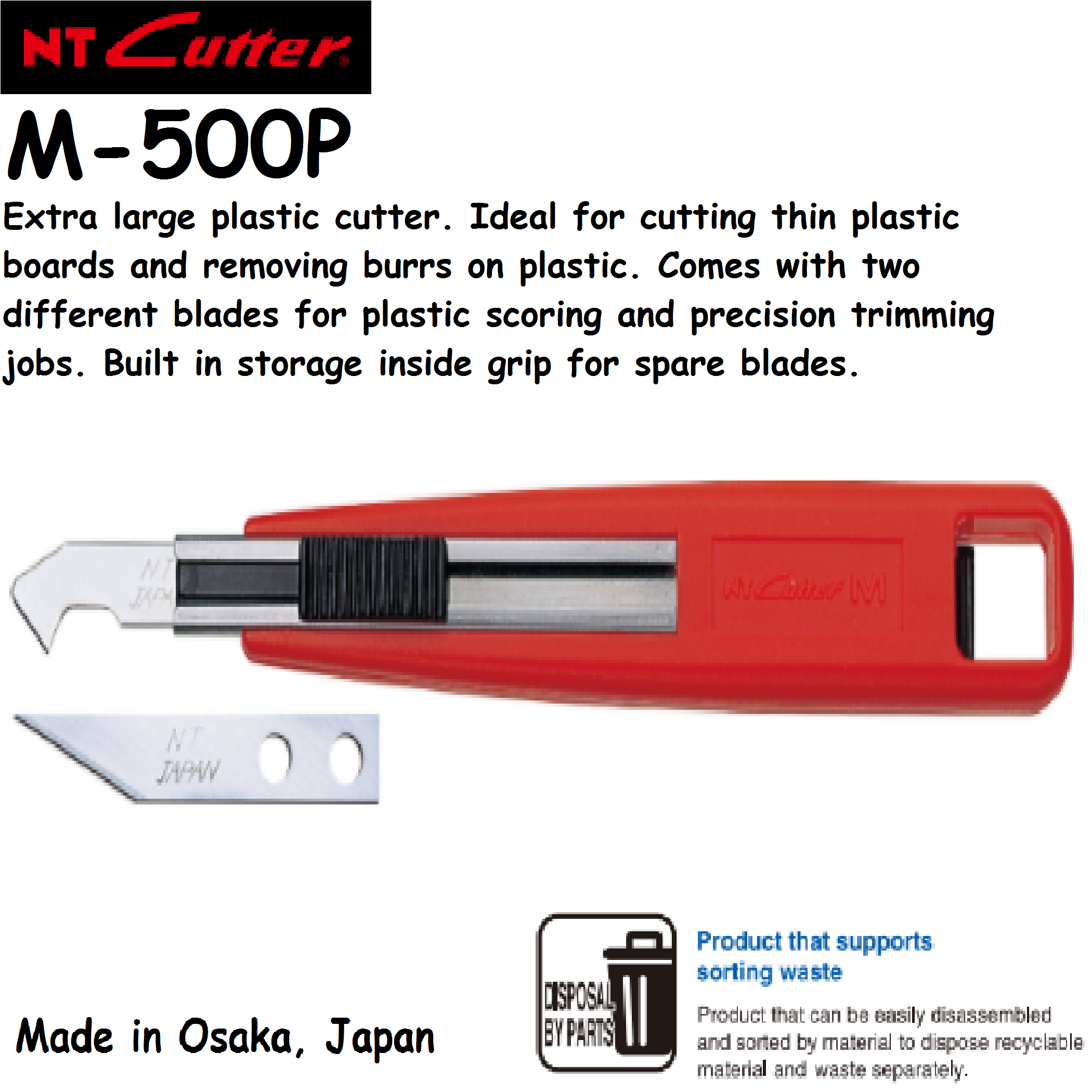 NT CUTTER Heavy Duty Plastic/ Acrylic Cutter M-500P Made in Osaka ...