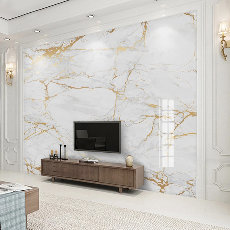 【CW】 m Any Size l Modern White Marble Wallpaper en Line Wall Painting ...