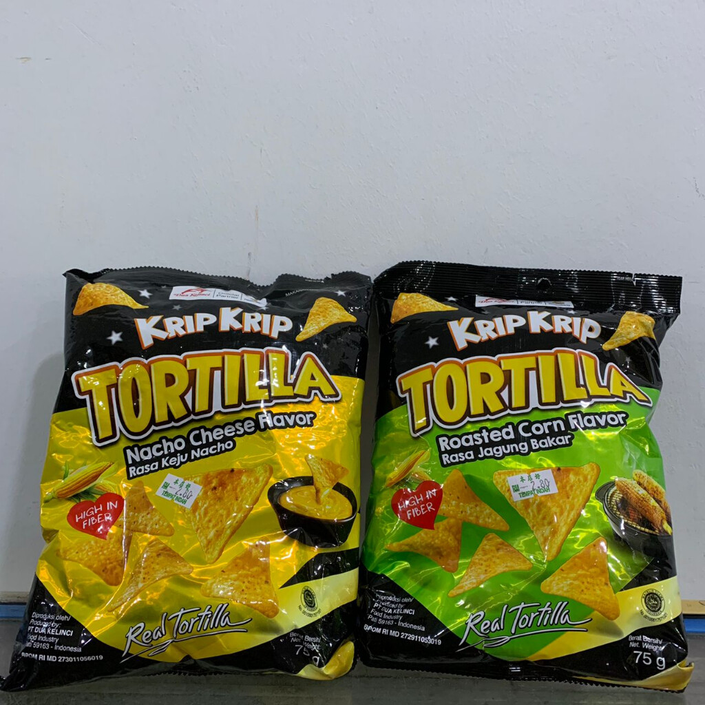 KRIP KRIP TORTILLA Chips (Nacho Cheese / Roasted Corn) 75g /Cheese ...