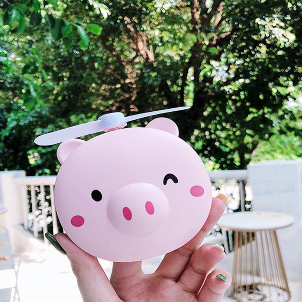 gorgeously Cartoon Pig Portable LED Fill Light Makeup Mirror Fan USB ...