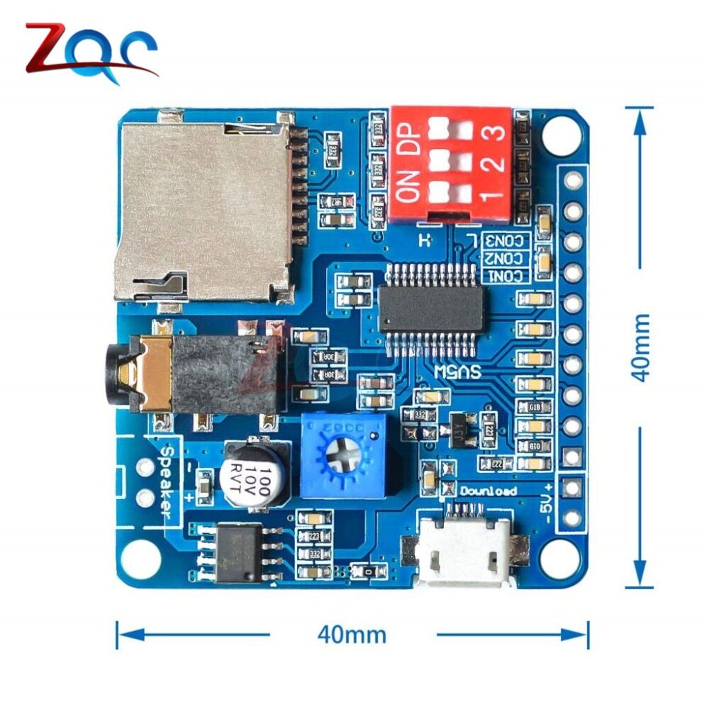 Voice Playback Module Board MP3 Music Player SD/TF Card Integrated IO ...