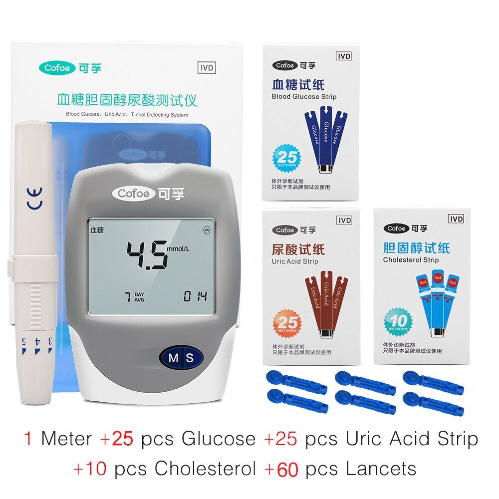 Cofoe Test Cholesterol Meter& Uric Acid Meter & Blood Glucose Meter 3 ...