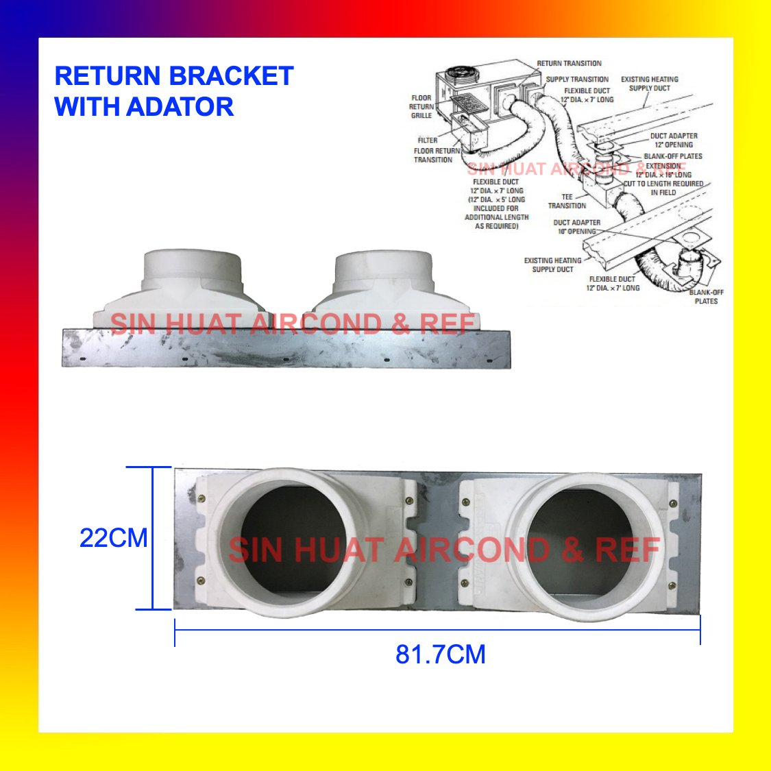 ALUMINIUM RETURN BRACKET WITH ADAPTOR FOR RETURN AIR GRILLE FOR DUTING ...