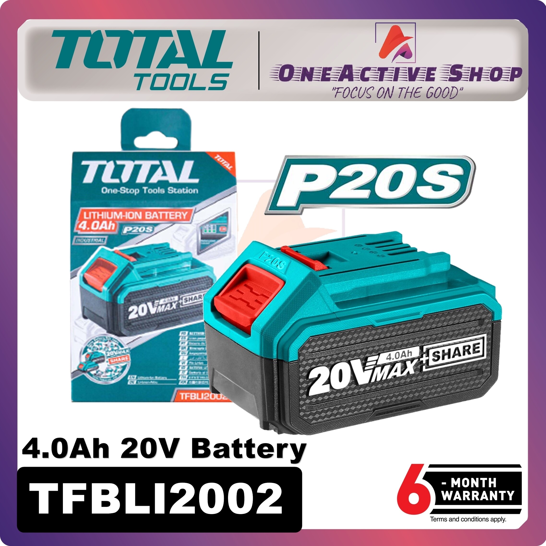 TOTAL 20V 4.0Ah Li-ion Battery TFBLI2002 - 6 Month Warranty ( TOTAL ...