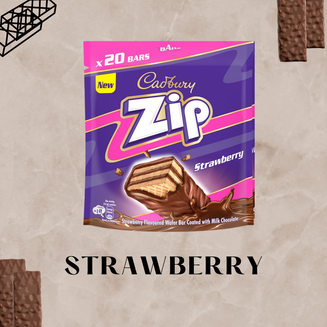 Cadbury Zip Chocolate/Strawberry Wafer Bar -16.2 g x20 bars | Lazada