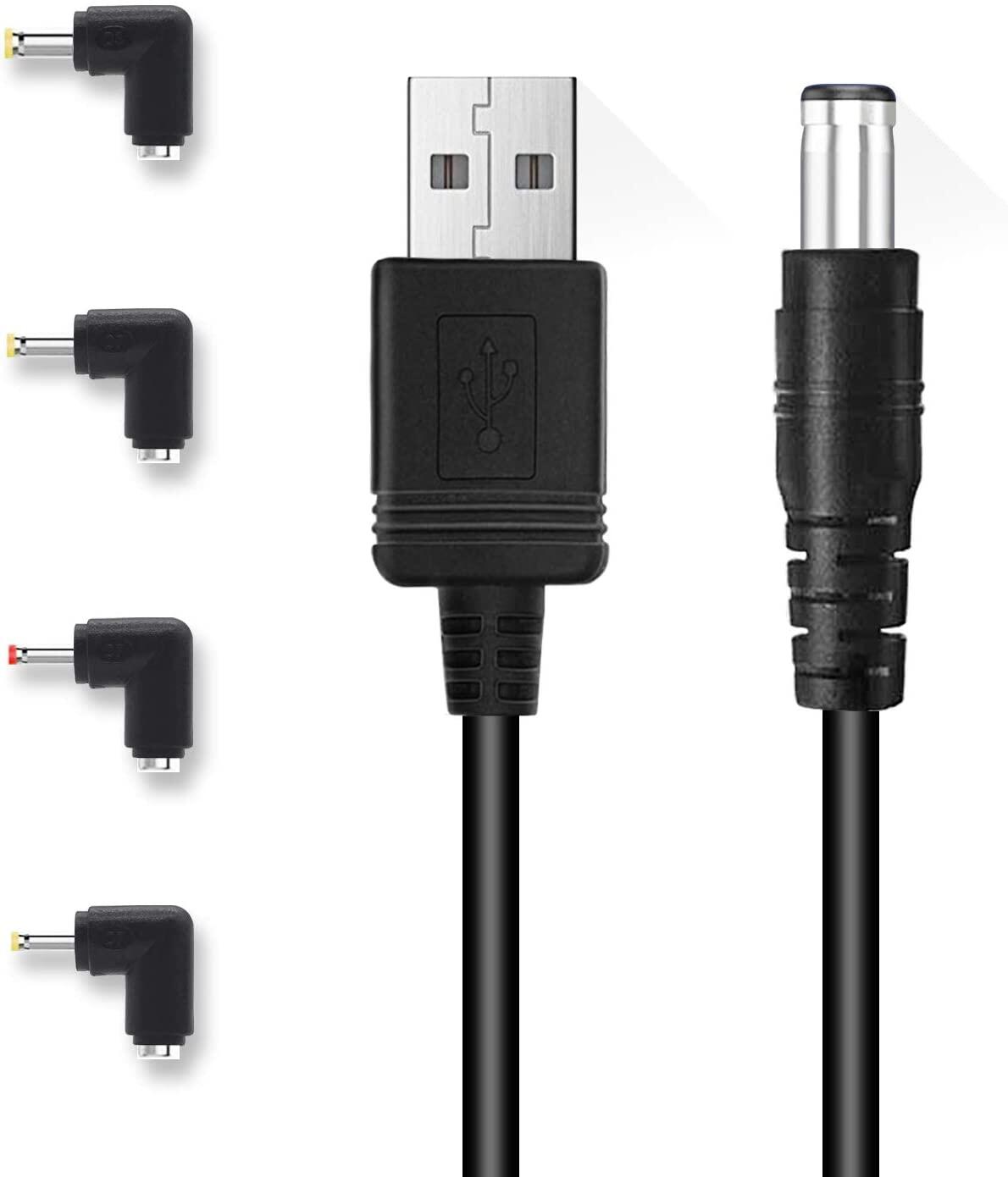USB To DC 5.5X2.1Mm Barrel Jack Center Pin Positive Power Cable Charger ...