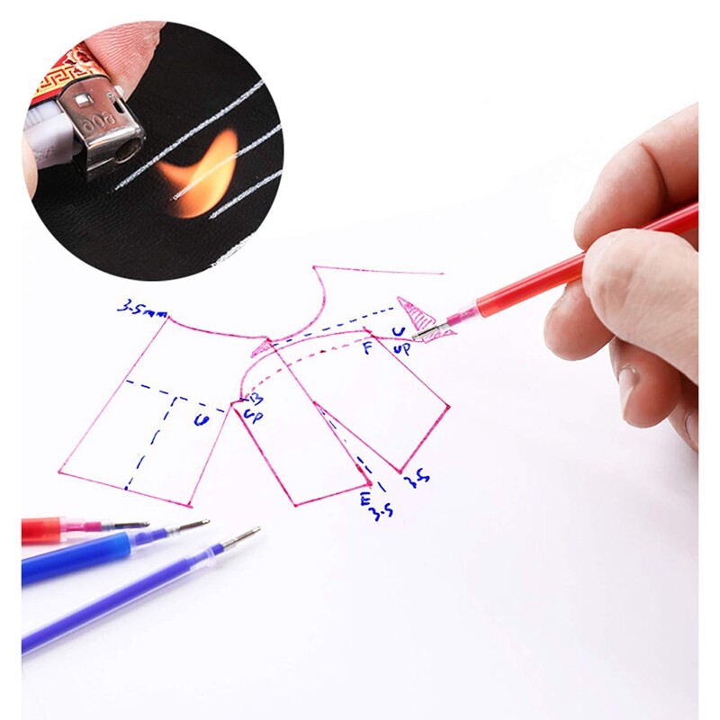 4 Colors Heat Erasable Fabric Pens with 16 Erasable Pen Refills Fabric ...