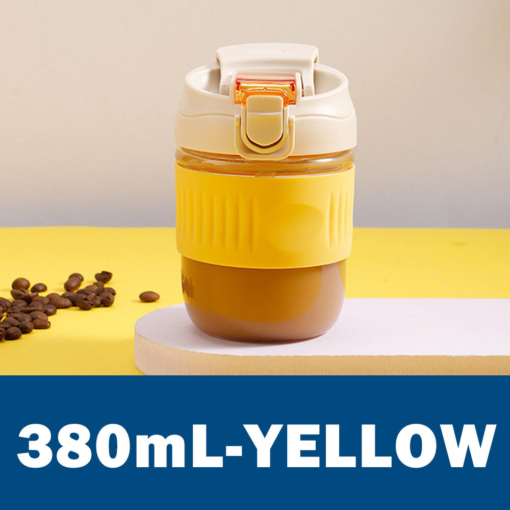 BREWISH MALAYSIA 520mL/380mL Straw Bottle Leakproof Borosilicate Glass Coffee Cup Dual Drinking ...