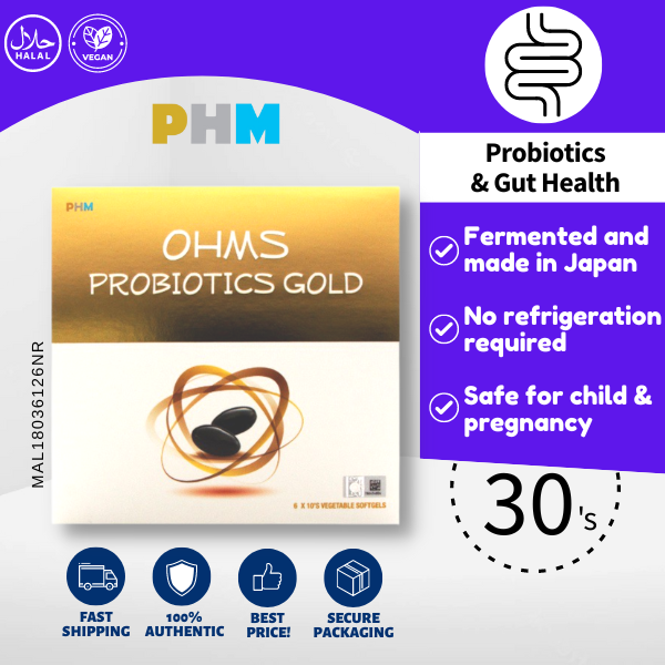 OHMS Probiotics Gold PHM Fermented Probiotics from Japan Soft Gel ...