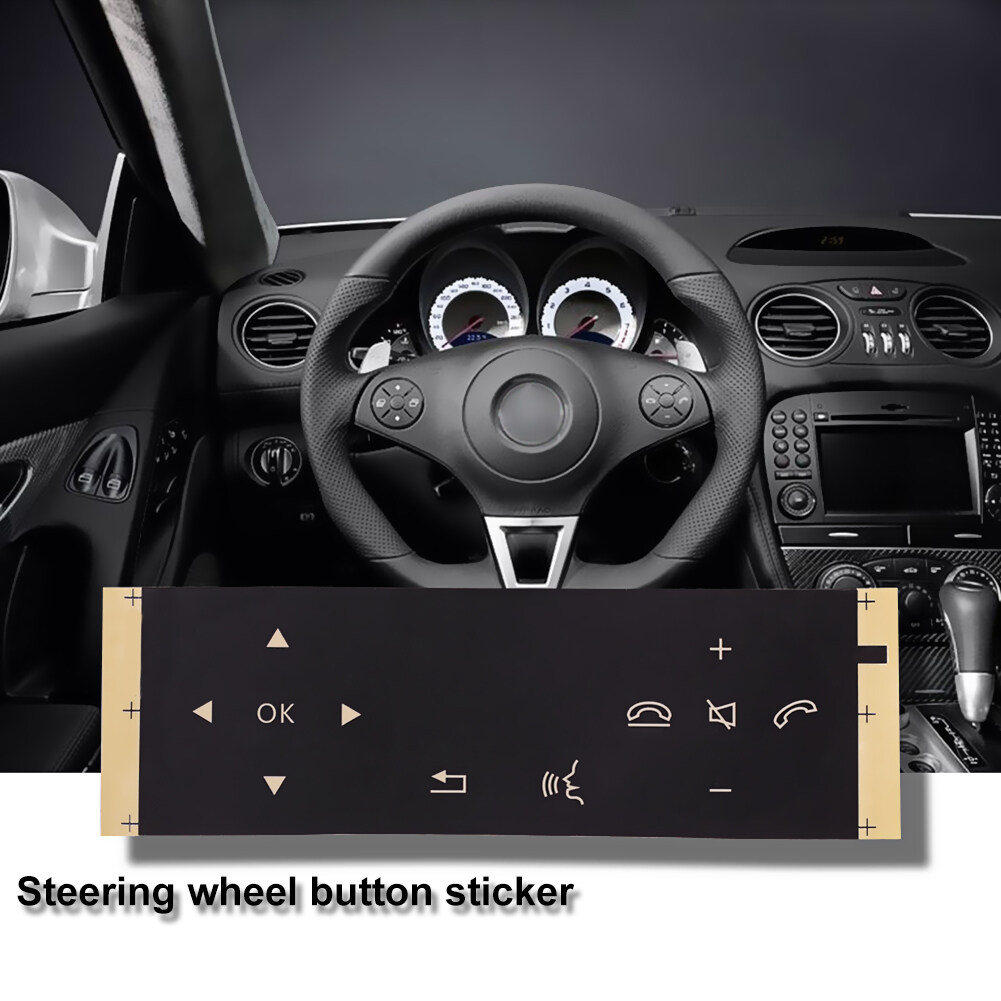 Matte Black Steering Wheel Button Repair Stickers Decals for Mercedes ...