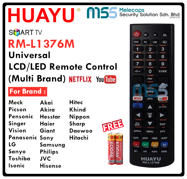 HUAYU All Brand In One Universal LCD/LED TV Remote Control Replacement ...