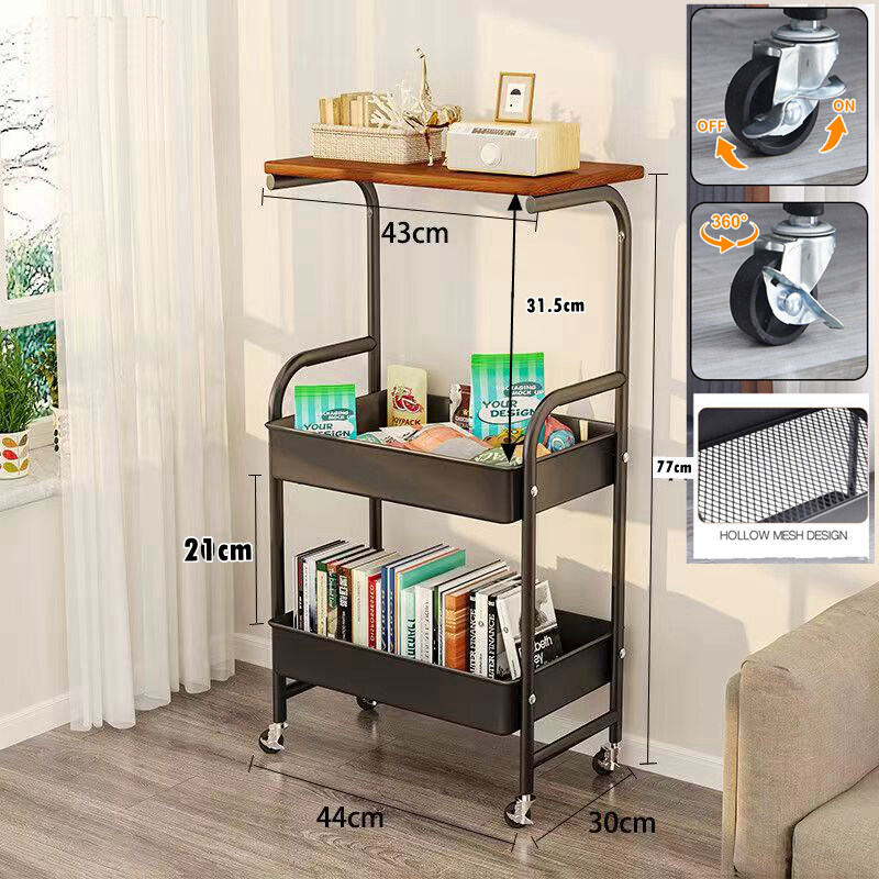 3 Tier Trolley Racks with Wheels Multifunction Storage Shelf Rack for ...