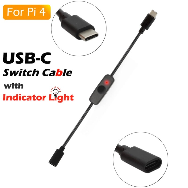 Power Switch USB Type C with Indicator Light Male to Female USB-C ...