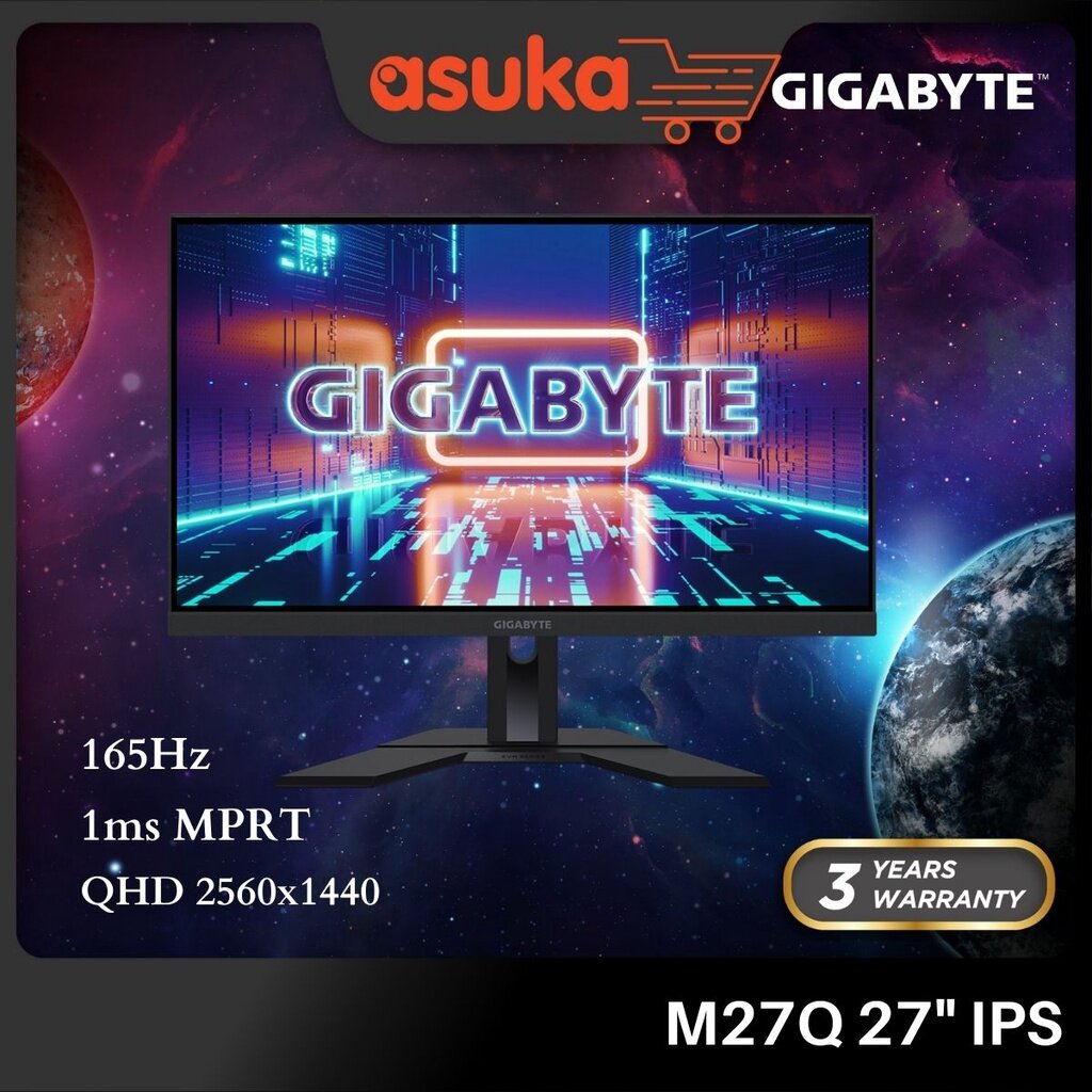 Gigabyte M27Q 27" IPS 165Hz 1ms QHD Gaming Monitor (HDMIx2/ DP/ USB ...