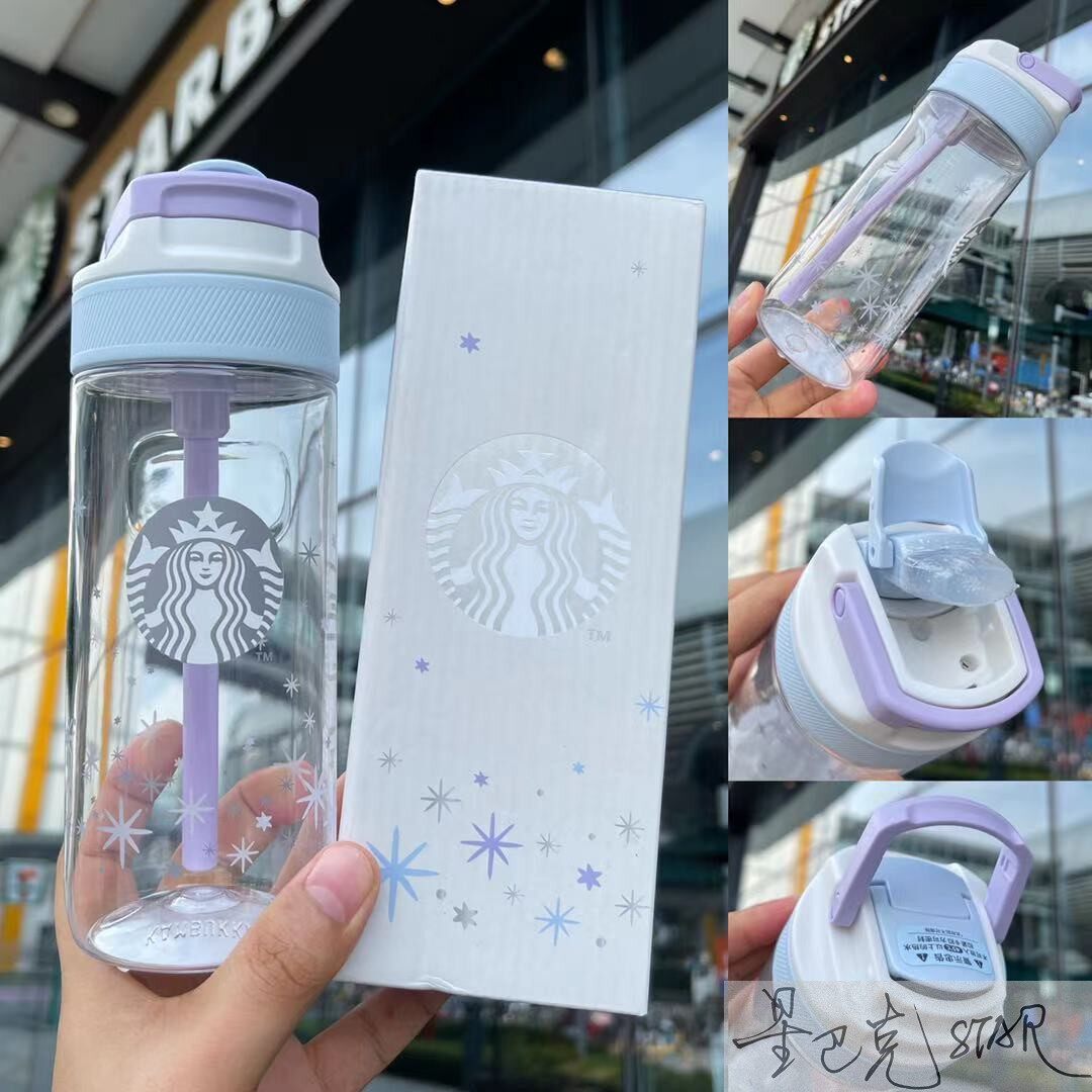 Starbuck ถ้วย520Ml Starry Sky Kambukka อุณหภูมิ-Sensitive เปลี่ยนสีฝาพับตรงหลอดดูดน้ำแก้วกาแฟ ...
