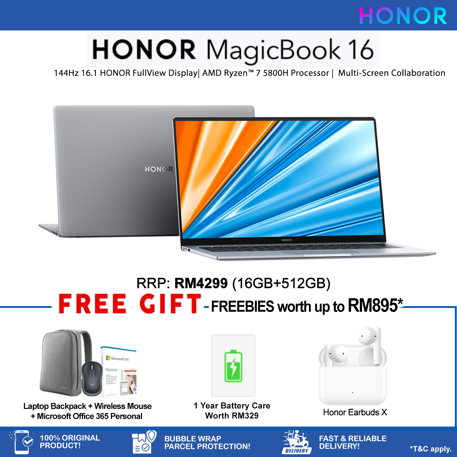 HONOR MagicBook 16 Price in Malaysia & Specs - RM3599 | TechNave