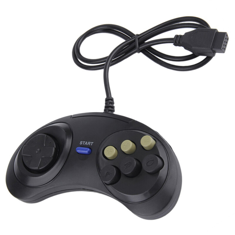 คลาสสิก Retro 6ปุ่มจับจอยควบคุมเกมแผ่นจอยจอยสติ๊กแผ่นเกมส์สำหรับ Sega ...