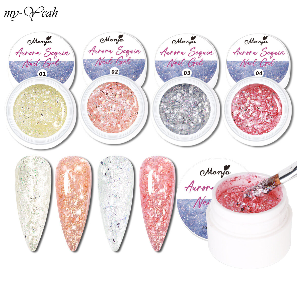 myyeah 5ml 4 Color Shining Mineral Nail UV Gel Polish Holographic ...