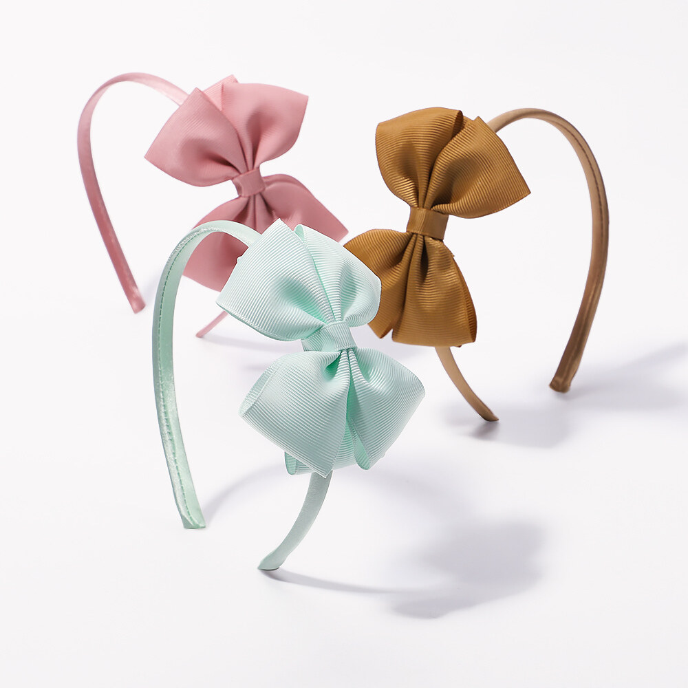 1Piece Solid Color Bowknot Hair Bands For Kids Girls Ribbon Headbands ...