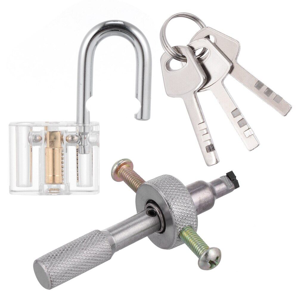 1 Set Transparent Blades Padlock with Disc Detainer Lock Pick Tools ...