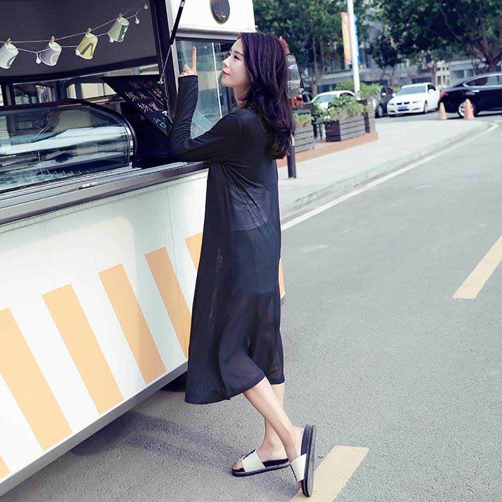 Lilianh Casual แฟชั่นฤดูร้อนผู้หญิงแขนยาวชีฟองยาวเสื้อสเวตเตอร์ถักเสื้อ ...