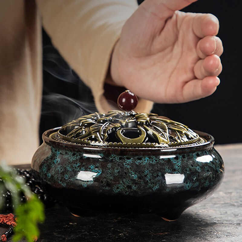 YUE Large Mosquito Coil Censer Ceramic Incense Burner Incense Seat ...
