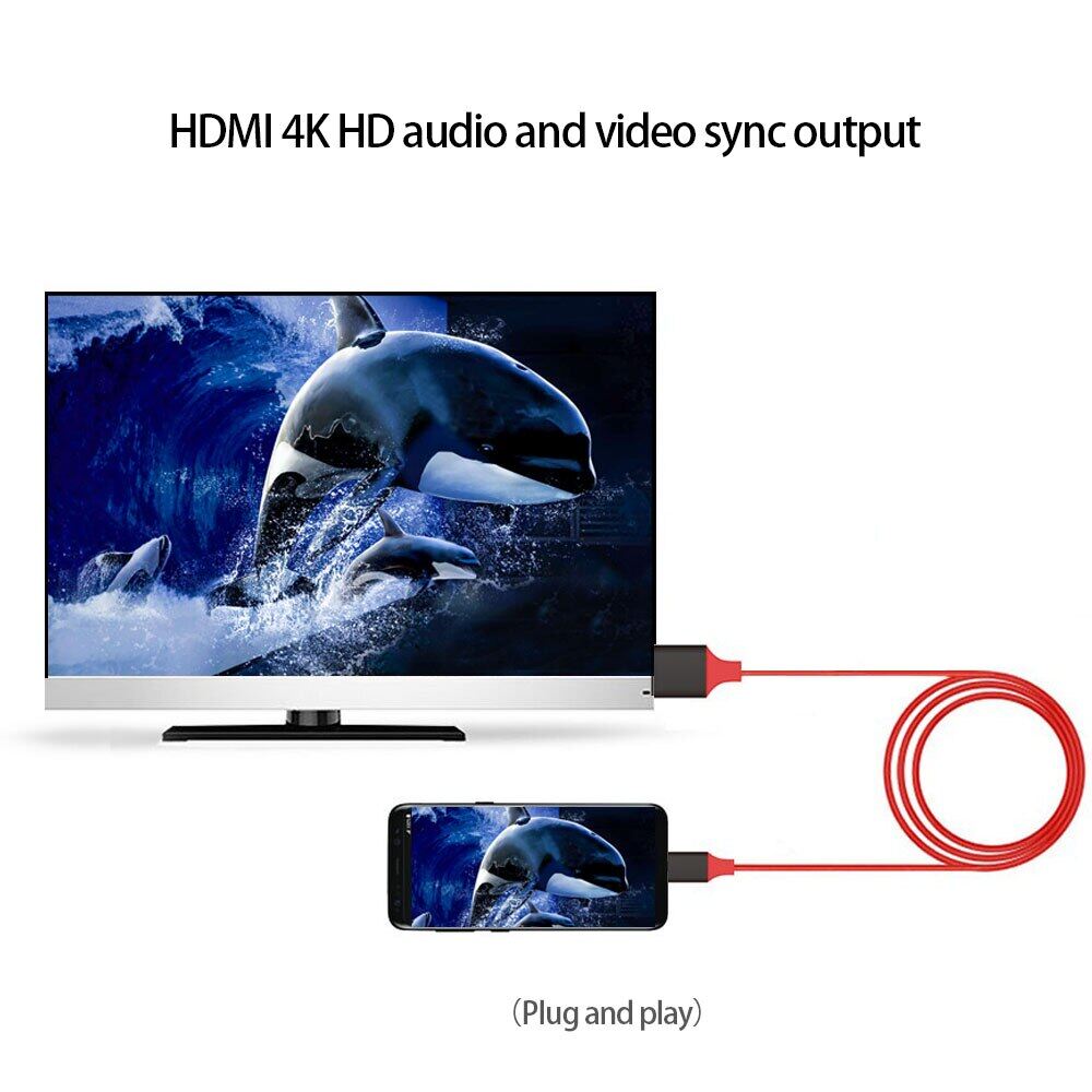 Type C ถึง HDMI 4K สายเคเบิลอะแดปเตอร์ USB C สาย HDMI Thunderbolt 3 ...