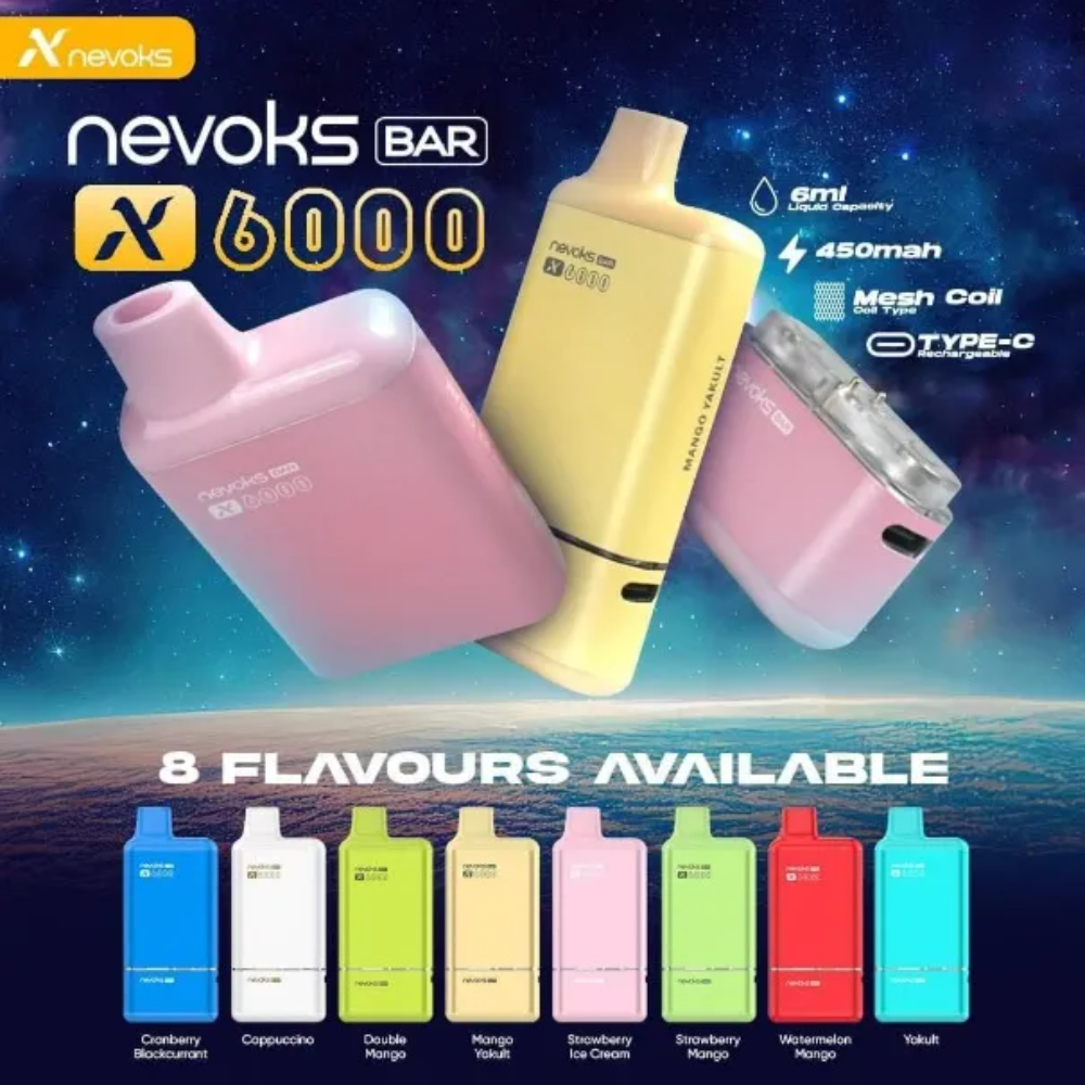 NEVOKS BAR X6000 disposable rechargeable PREFILLED POD KIT | Lazada