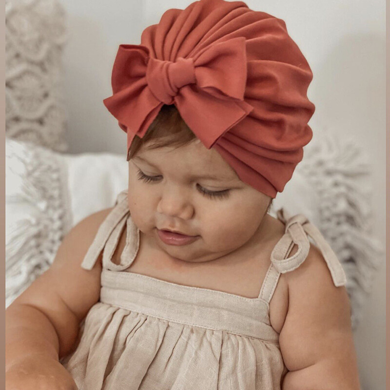 โบว์ใหญ่สำหรับเด็กทารกอินเดียหมวกผ้าโพกหัวสีพื้นหมวกเด็กผู้หญิงเด็กอ่อน ...
