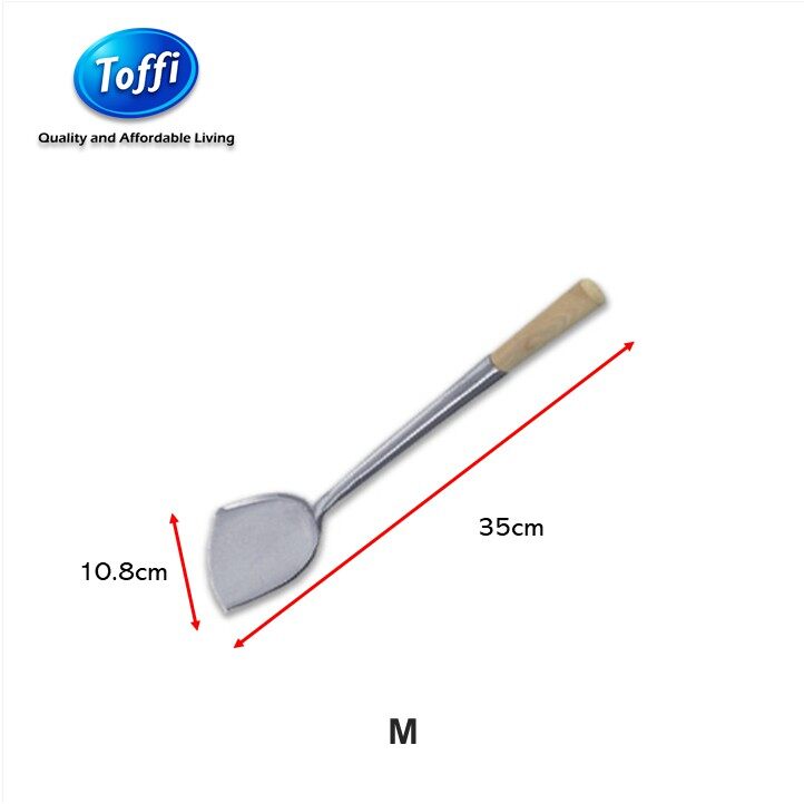 TOFFI Spatula Stainless Steel Wooden Handle/ Sudip Besi Pemegang Kayu ...