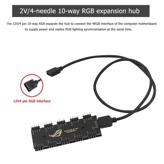 5v 3pin/ 12v 4pin Rgb Synchronization Hub Splitter 1 To 10 Rgb Sync ...