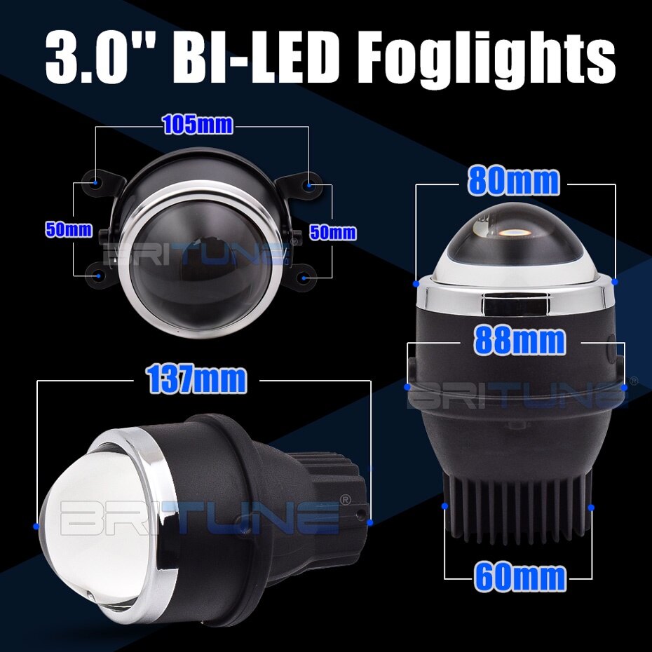 Bi LED เลนส์ไฟตัดหมอก LED 2.5 3.0นิ้ว Biled Projector Tuning Universal ...